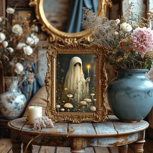 Cottagecore Ghost Art Print Witchy Dark Academia, Halloween Home Decor ...