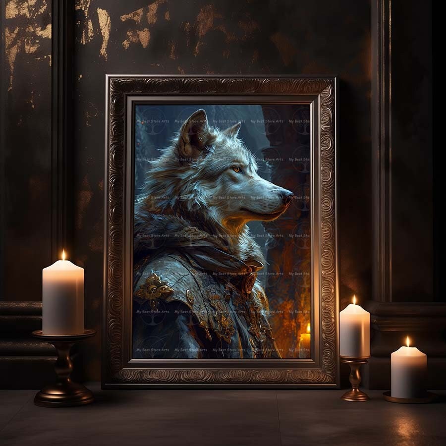 Wolf Mage Art Print - Gothic Poster, Fantasy Wall Decor, Dark Academia ...