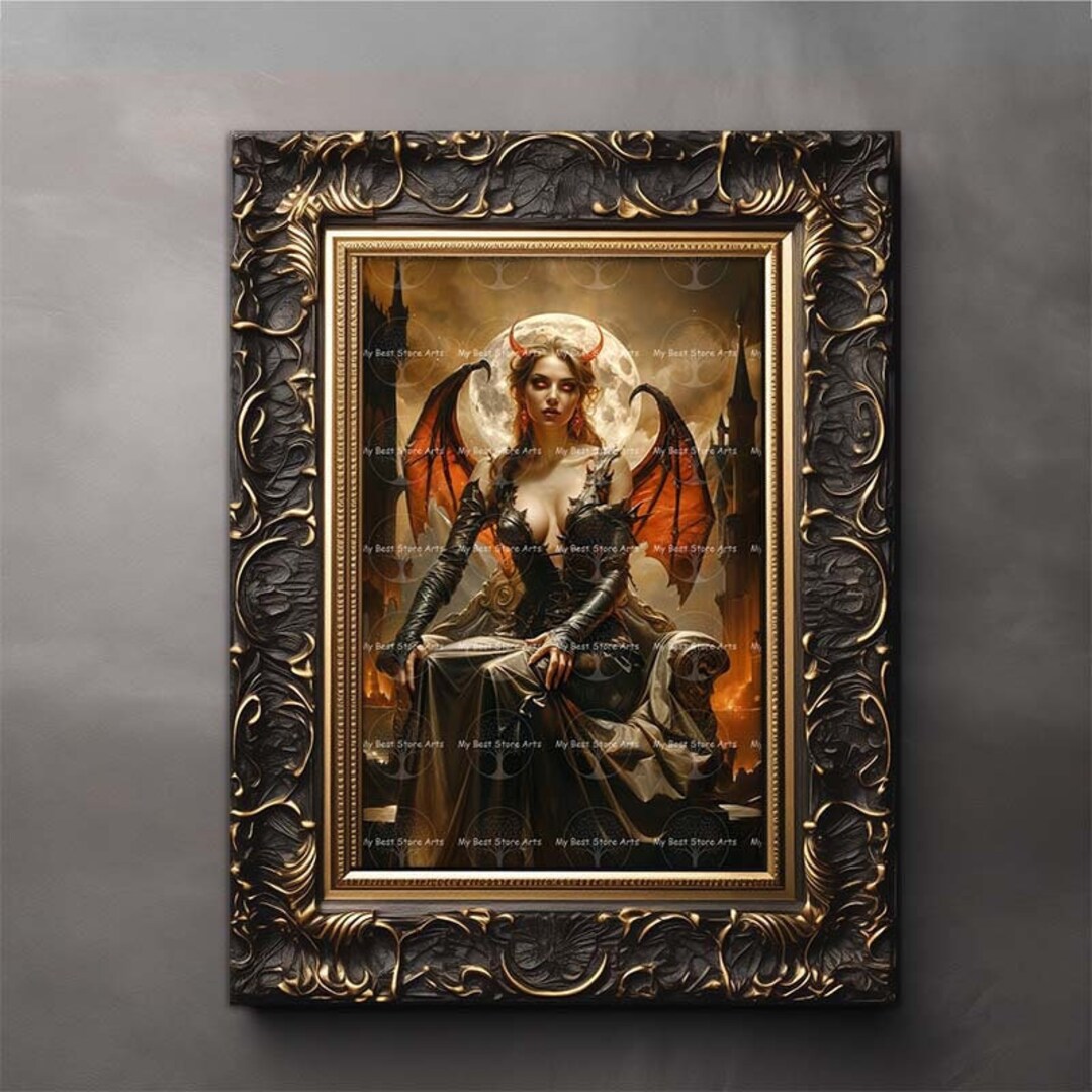 Moonlight Lilith Art Print - Dark Academia Poster, Underworld Goddess Decor, Demon Queen Picture ...