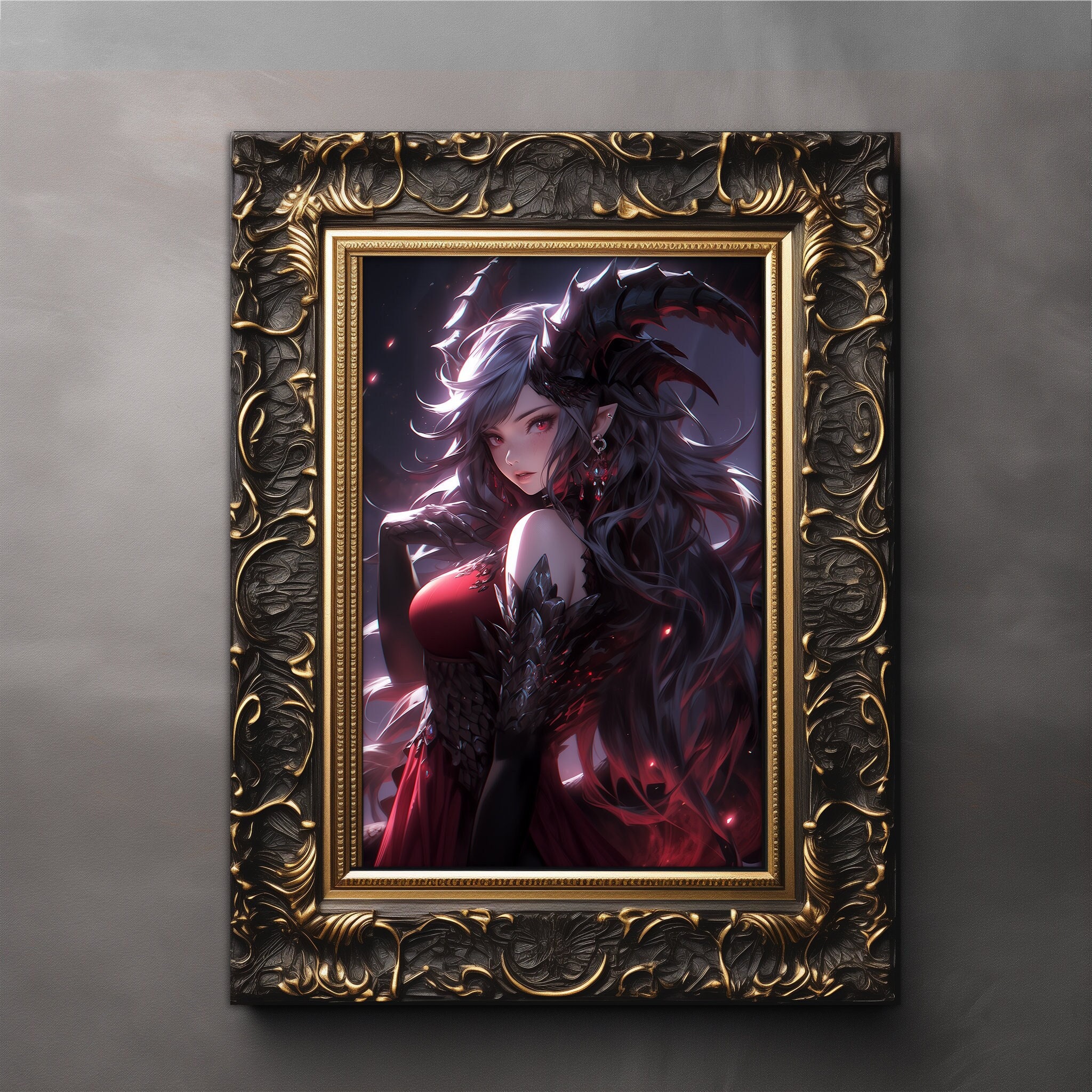 Lilith Anime Fine Art Print, Witchy Manga Wall Decor, Dark Academia ...