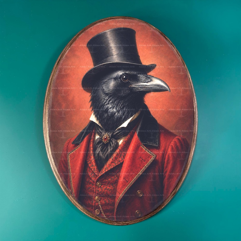 Gothic Crow Gentleman Wooden Decor- Vintage Style Wood Plaque, Dark ...