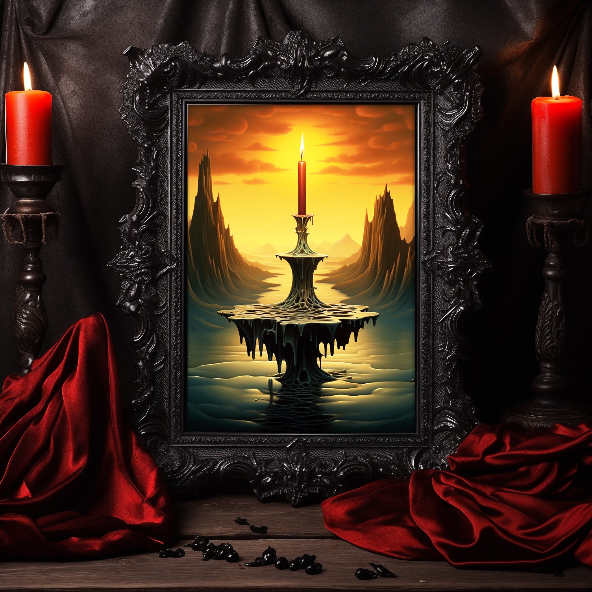 Candel Fantasy Art Print, Surreal Poster, Dark Academia Wall Decor ...
