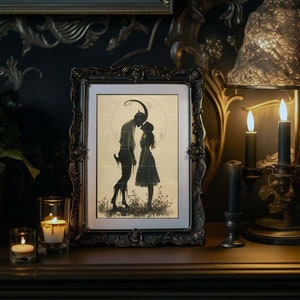 Satyr and Lady Art Print - Dark Academia Poster, Gothic Faun Wall Decor ...