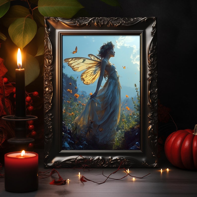 Butterfly Fairy Art Print Fantasy Wall Decor, Cottagecore Poster ...