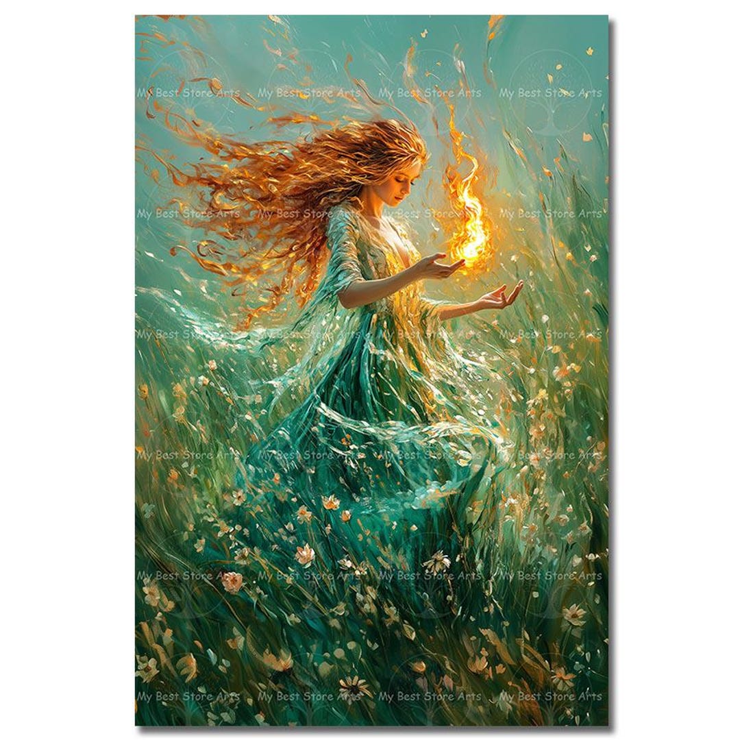 Brigid Fire Art Print - Deity Wall Decor, Celtic Pagan Poster ...