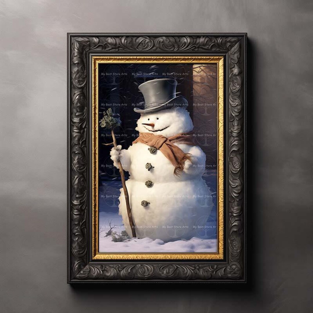 Snowman Art Print, Whimsical Snowman, Christmas Art, Cheerful Holiday ...