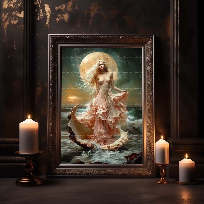 Aphrodite Seashell Art Print - Greek Goddess Love Beauty, Venus Gothic ...