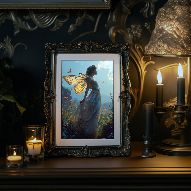 Butterfly Fairy Art Print Fantasy Wall Decor, Cottagecore Poster ...