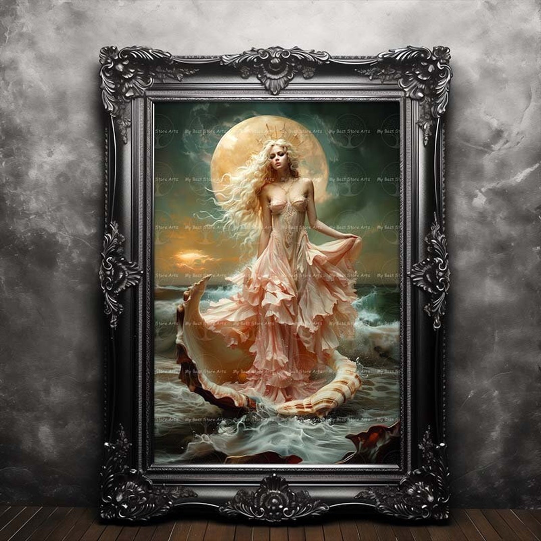 Aphrodite Seashell Art Print Greek Goddess Love Beauty, Venus Gothic ...