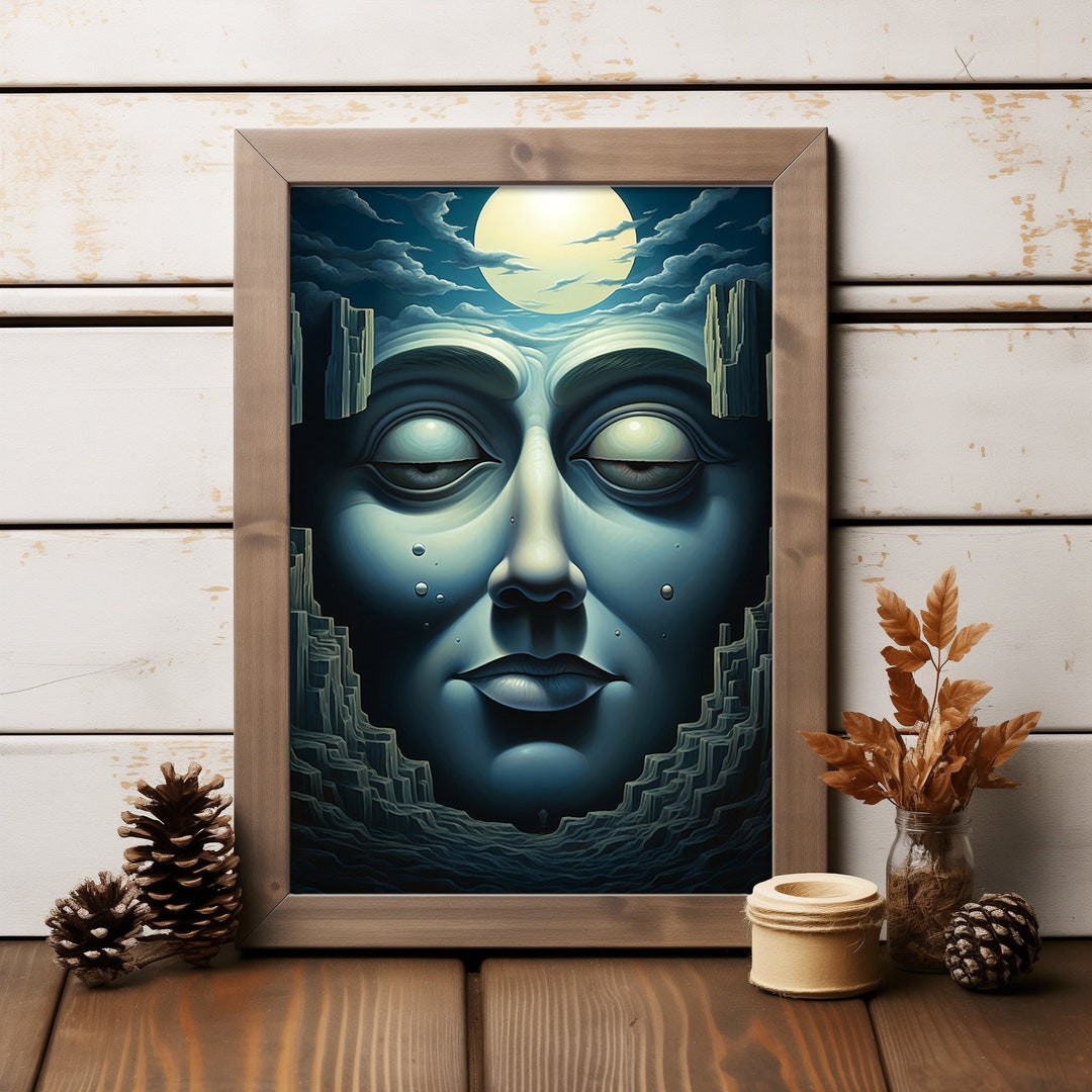 Fantasy Moon Art Print, Surreal Dark Fantasy Picture, Poster for ...