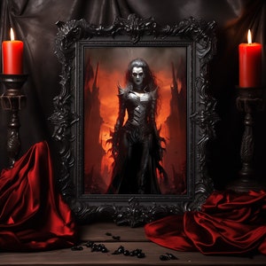 Dark Vampire Lady Art Print Fantasy Picture, Gothic Horror Wall Decor ...