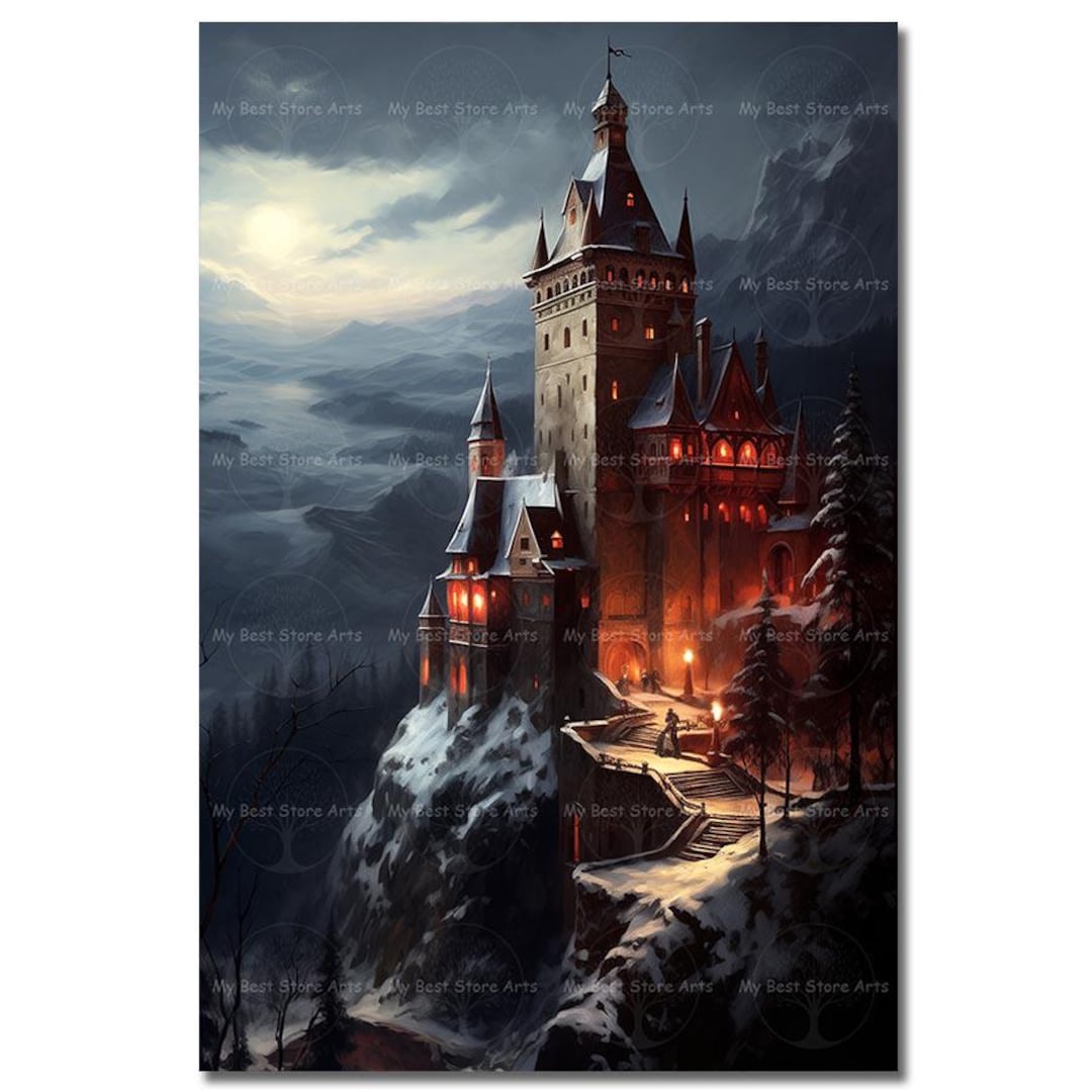 Dracula Castle Art Print - Fantasy Wall Art, Vampire Castle Poster ...
