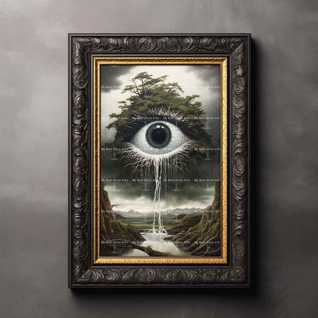 Surreal Waterfall Eye Art Print, Dark Academia Poster, Fantasy Painting ...
