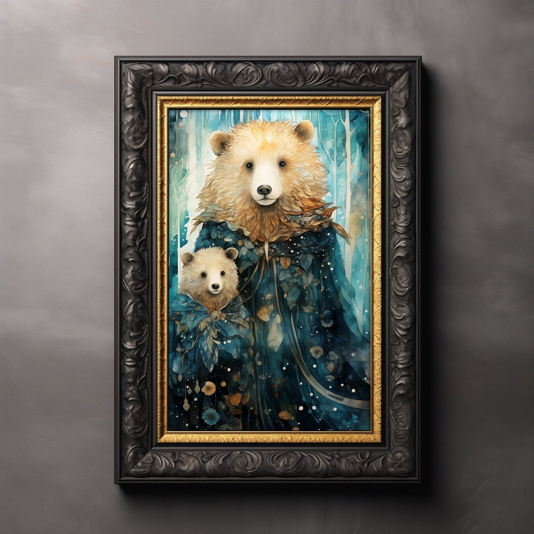 Whimsical Bears Fine Art Print Nature Cottagecore Poster, Fantasy ...