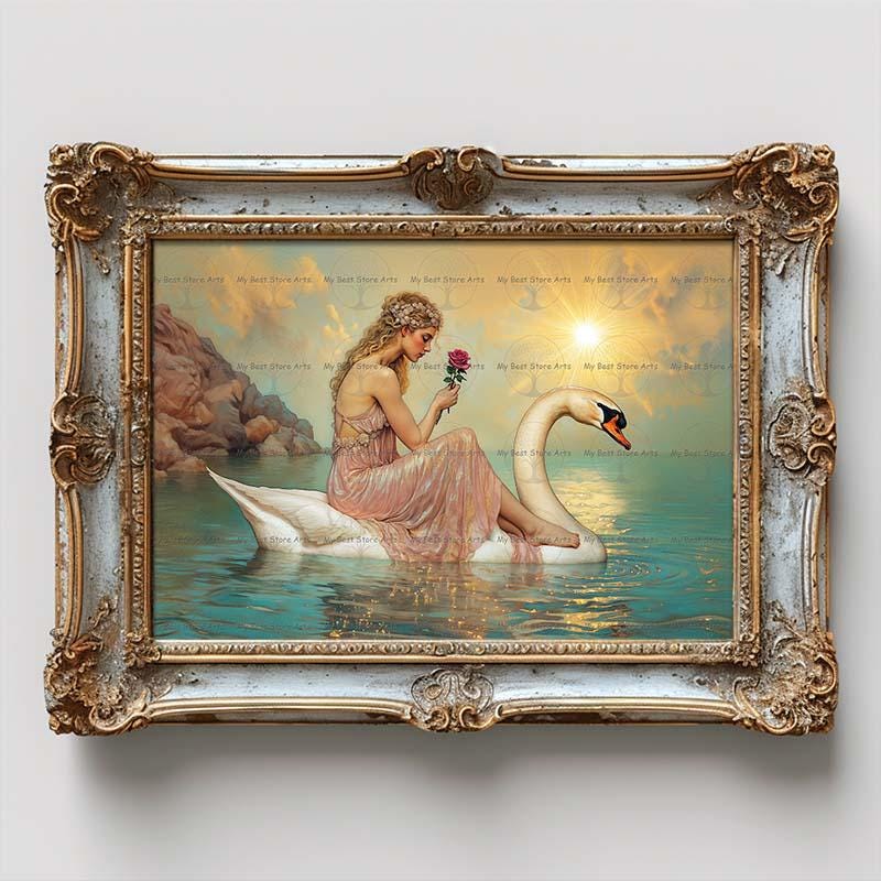 Aphrodite and Swan Art Print - Greek Goddess Love Beauty, Goddess Venus ...