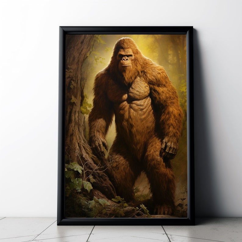 Bigfoot Sasquatch Art Print Fantasy Wall Decor, Wilderness Folklore ...