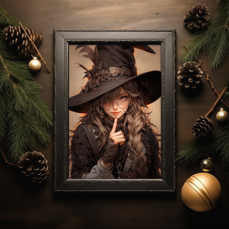 Witch Anime Fine Art Print, Manga Wall Decor, Fantasy Occult Artwork ...