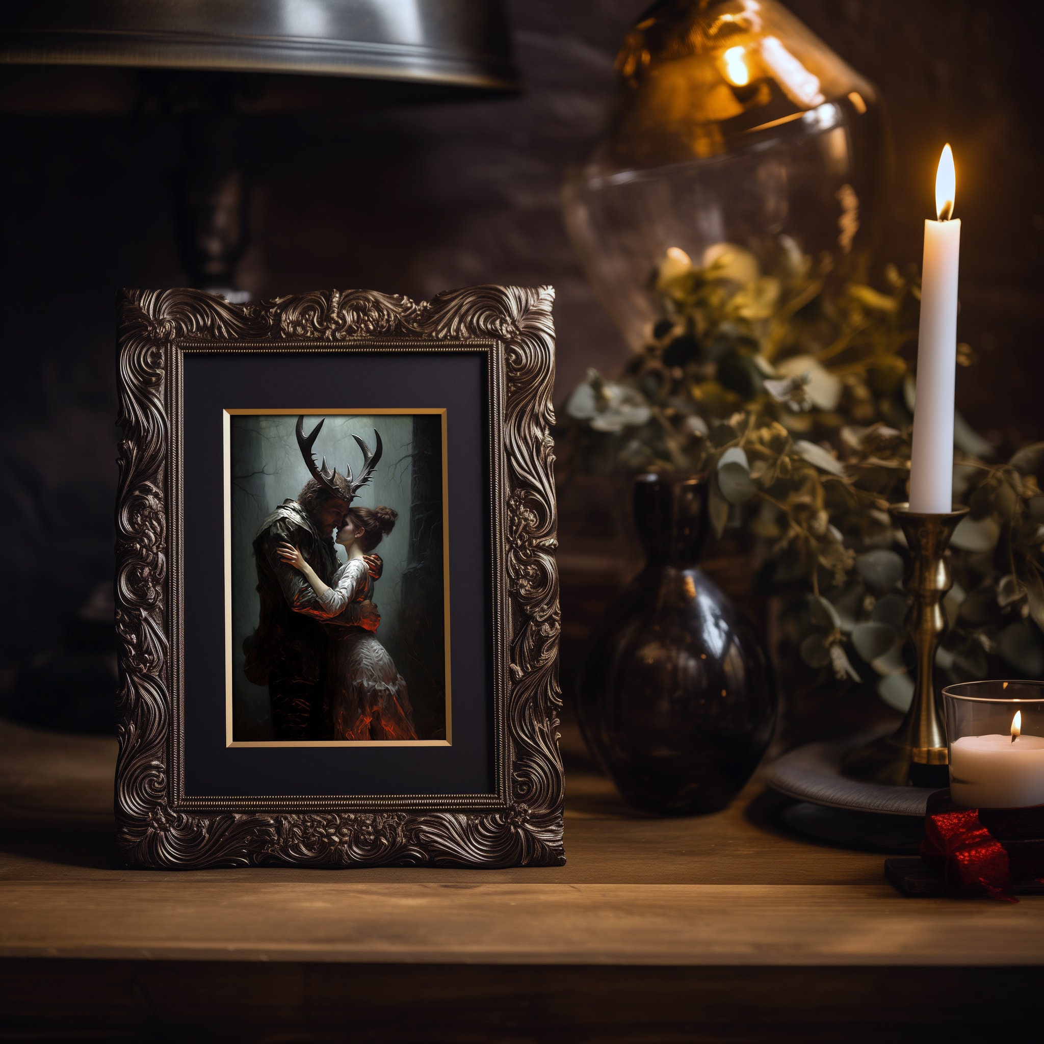 Satyr and Woman, Greek God Pan, Forest Faun and Nymph, Victorian Gothic ...