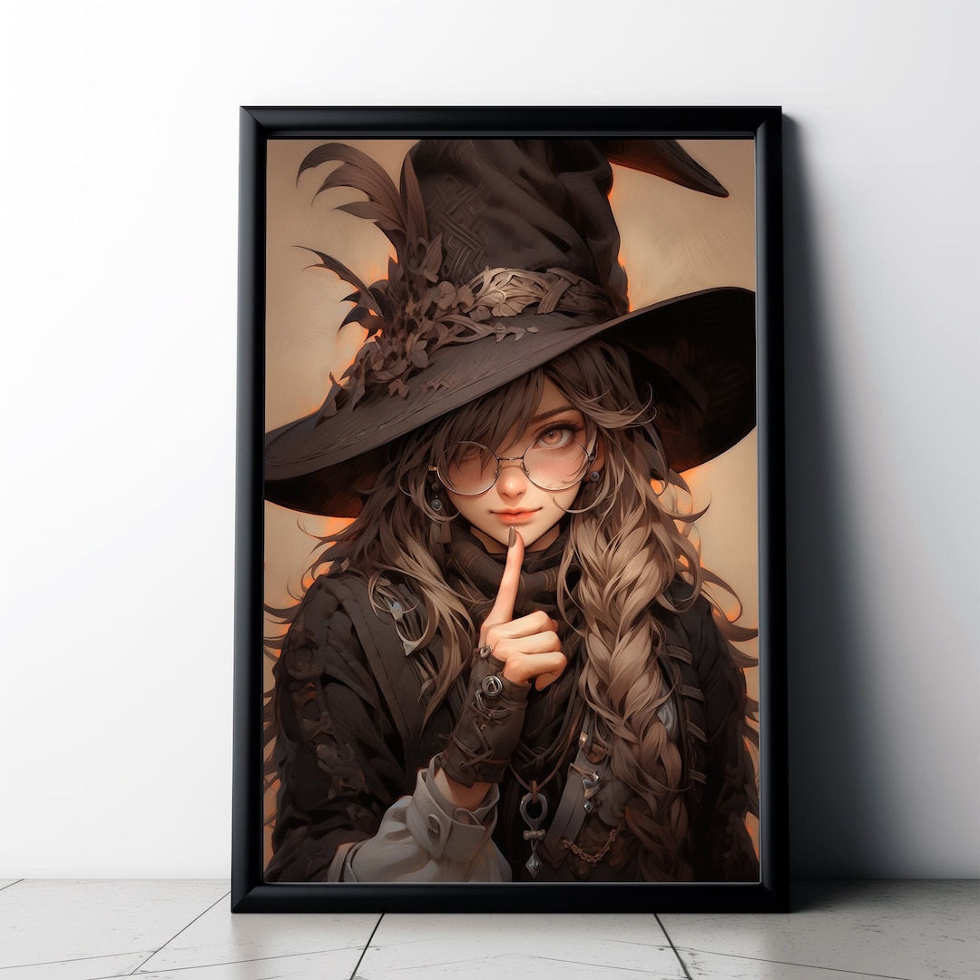 Witch Anime Fine Art Print, Manga Wall Decor, Fantasy Occult Artwork ...
