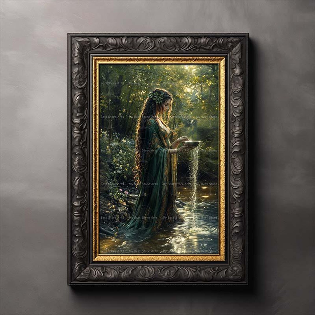Mystical Danu Art Print - Celtic Goddess, River Nature Wall Decor ...