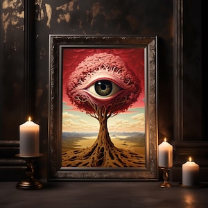 Eye and Tree Surreal Fantasy Print, Dark Academia Wall Decor, Whimsical ...