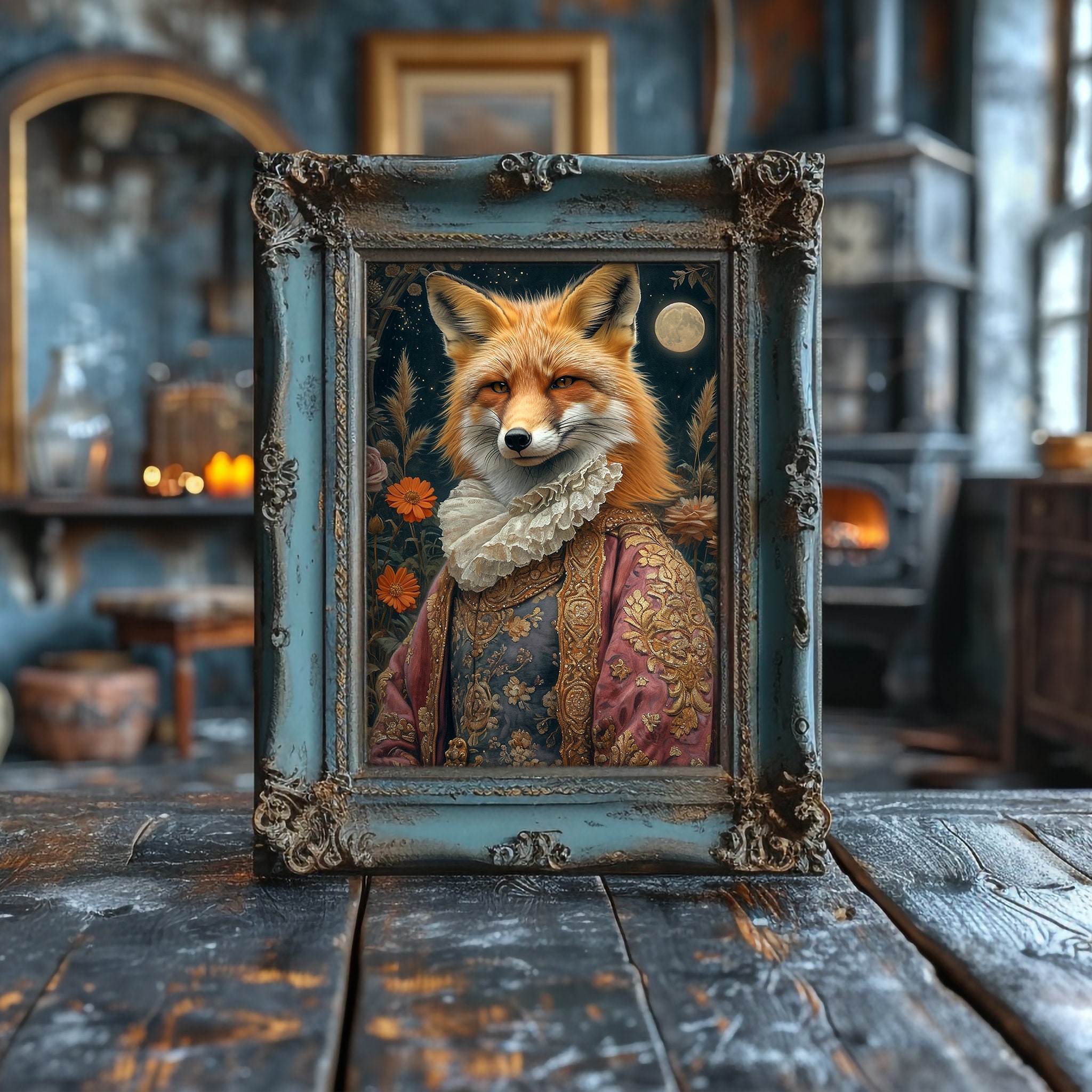 Fox Prince Art Print Cottagecore Poster, Dark Academia Picture ...