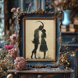 Satyr and Lady Art Print Dark Academia Poster, Gothic Faun Wall Decor ...