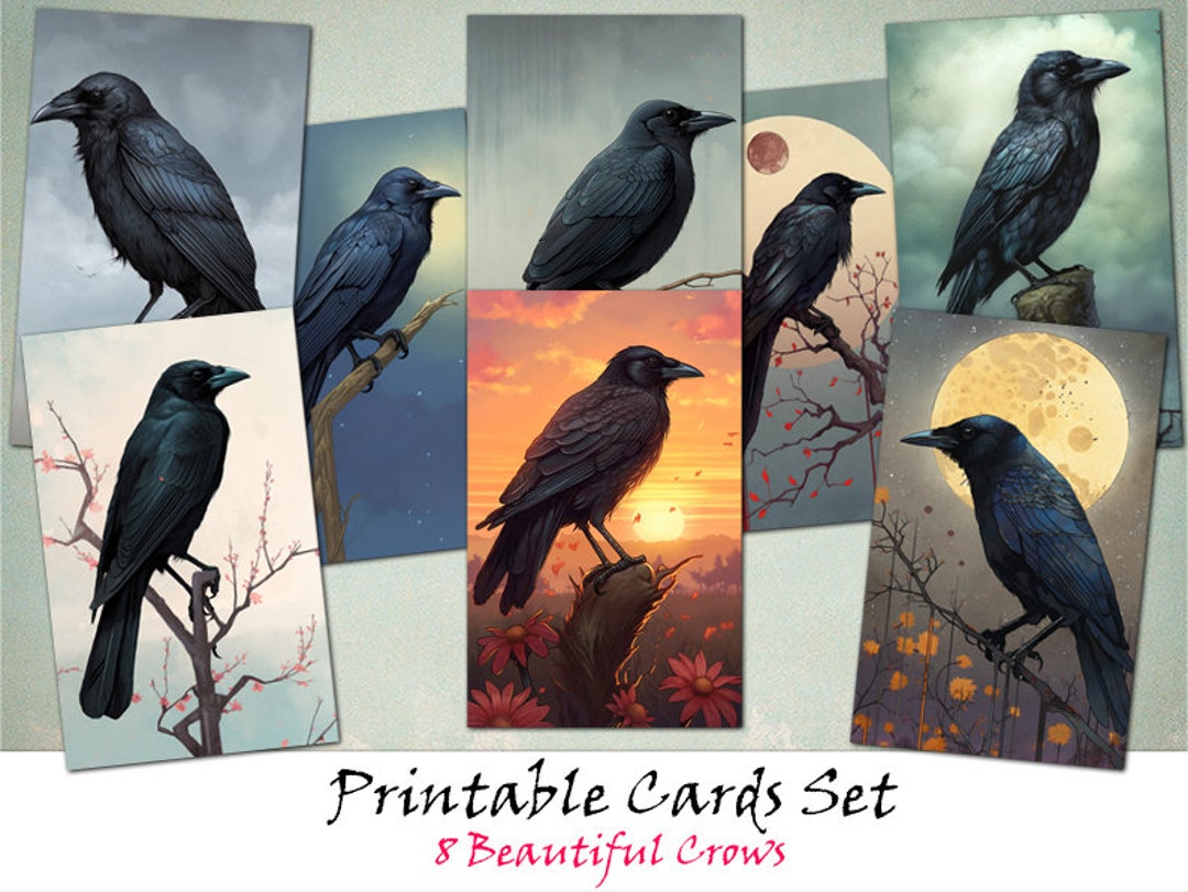 Crow Cards Junk Journal Digital Download Printable Cards - Etsy
