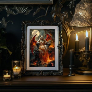 Demon Queen Art Print - Dark Academia Poster, Underworld Succubus Decor ...