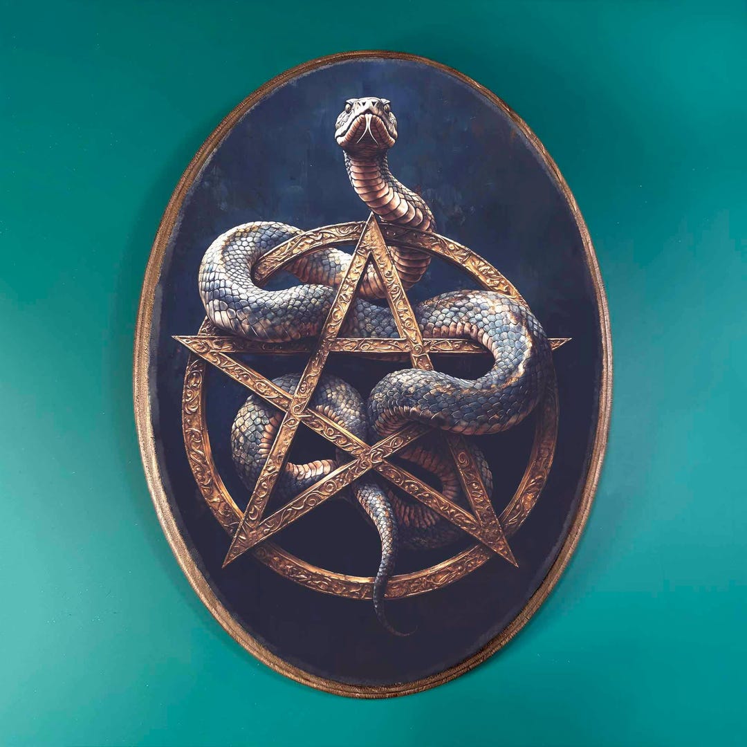 Pentagram Serpent Wooden Decor- Vintage Style Wood Plaque, Witchy ...