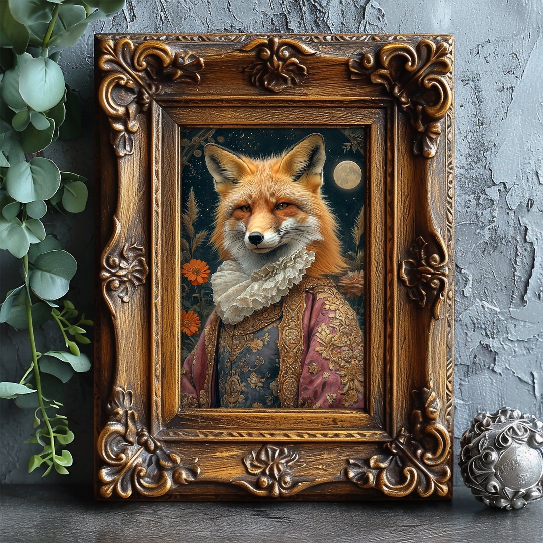 Fox Prince Art Print - Cottagecore Poster, Dark Academia Picture ...