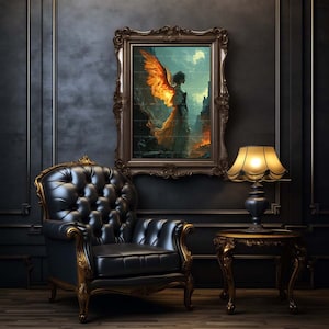 Wings of Fire Art Print Fantasy Poster, Dreamcore Angel, Gothic Surreal ...