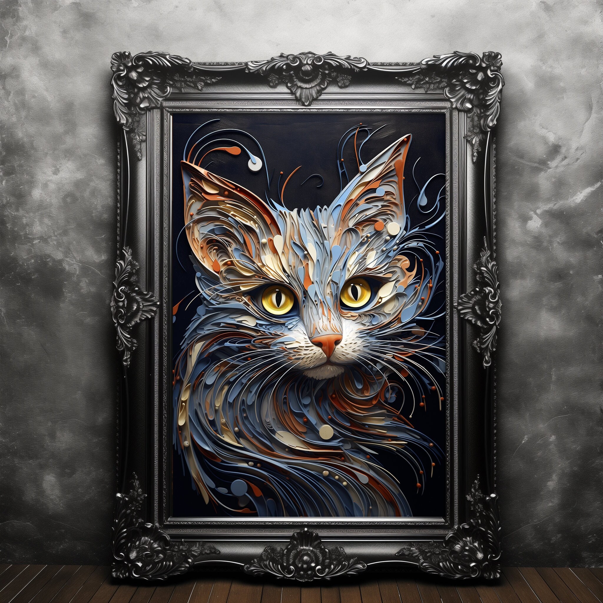 Whimsical Cat Fine Art Print Surreal Painting Poster, Pet Portrait ...