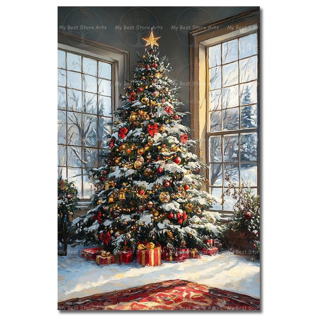 Christmas Tree Art Print - Cute Wall Decor, Winter Picture, Festive ...