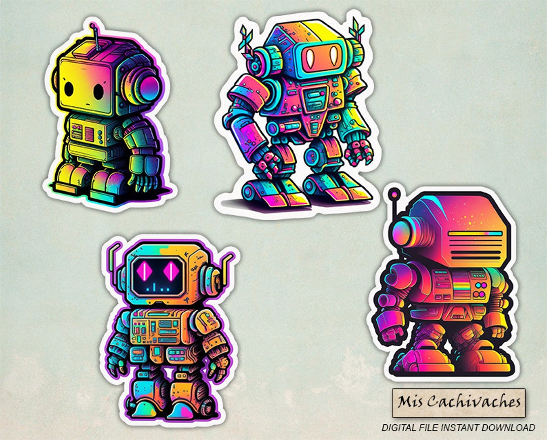 Retro Robot Clipart File Types: Png and Jpg Digital - Etsy