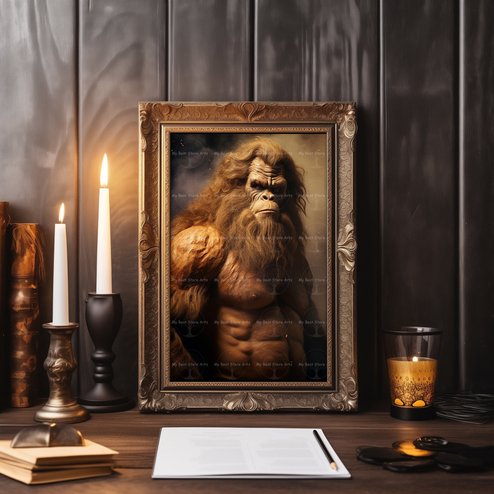 Bigfoot Sasquatch Art Print, Legendary Creature Big Foot, Beast Poster ...
