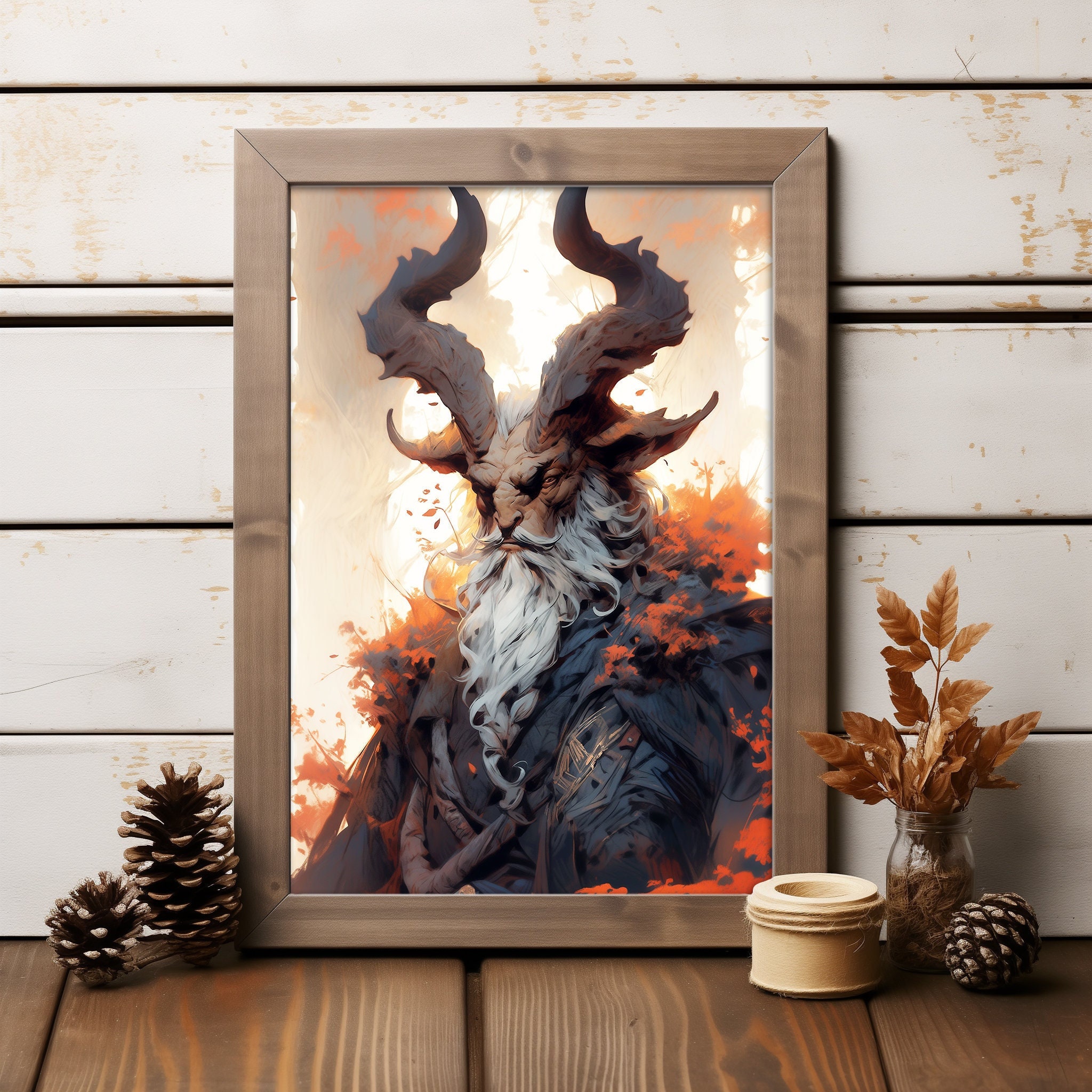 Satyr Fantasy Art Print, Enchanted Dark Cottagecore Picture, Goblincore ...