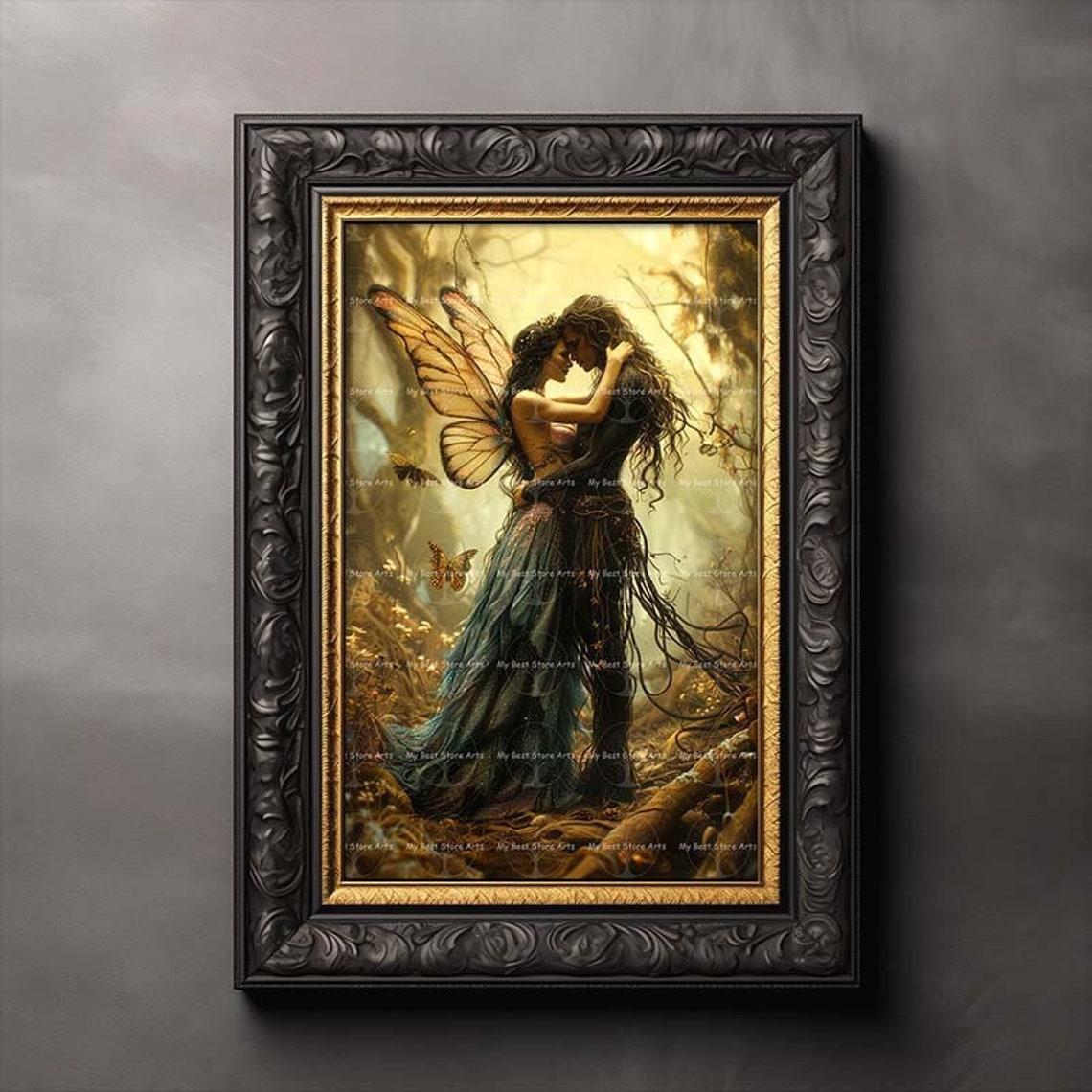 Fae Couple Art Print - Fantasy Cottagecore Picture, Cute Fae Poster ...