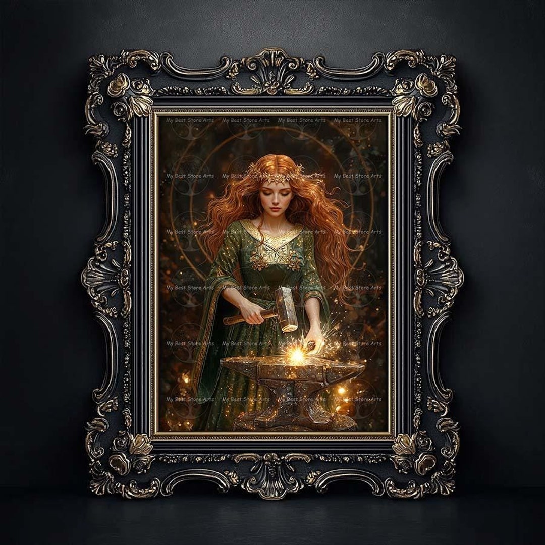 Brigid Forge Goddess Art Print - Folklore Wall Decor, Gothic Celtic ...