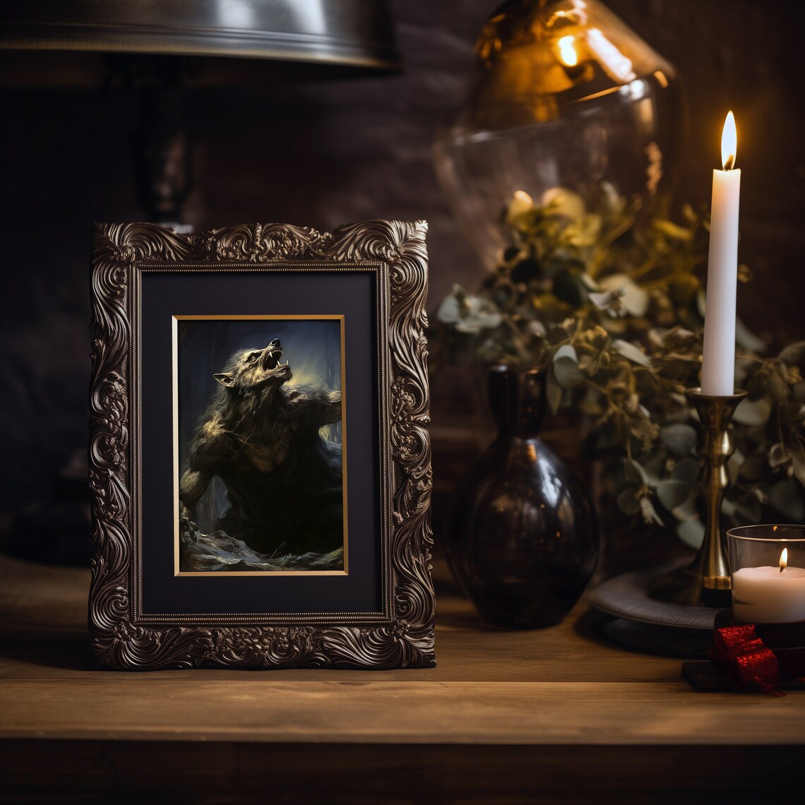 Werewolf Art Print, Wolf Poster, Gothic Home Decor, Oil Painting Print ...