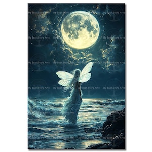 Ocean Fairy Art Print - Sea Fantasy Picture, Fae Poster, Moody Gothic ...