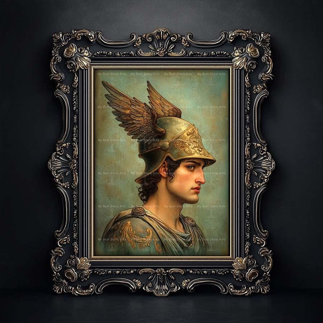 Hermes Portrait Art Print - Greek God Wall Decor, Pagan Poster, Divine ...