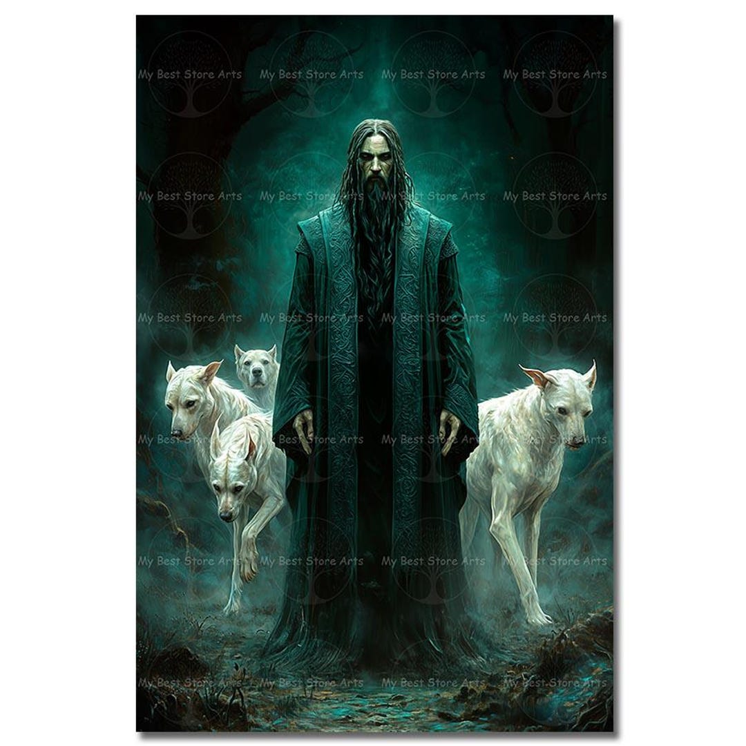 Arawn Art Print - Welsh God of the Otherworld Picture, Moody Witchy ...