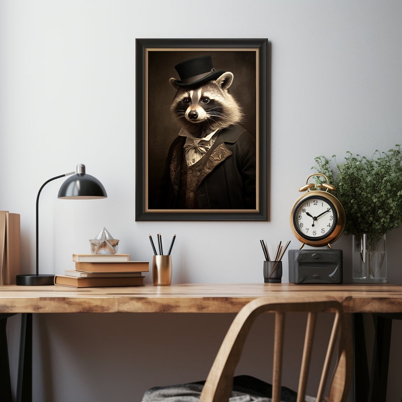 Raccoon Fine Art Print, Victorian Dressed Raccoon Wall Decor, Woodland ...