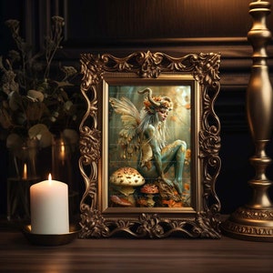 Whimsical Fae Art Print - Fantasy Cottagecore Picture, Mushroom Fairy ...