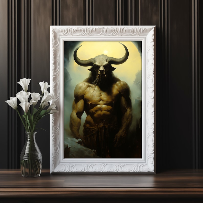 Minotaur Warrior Fine Art Print, Greek Myth Monster, Fantasy Bull Wall ...