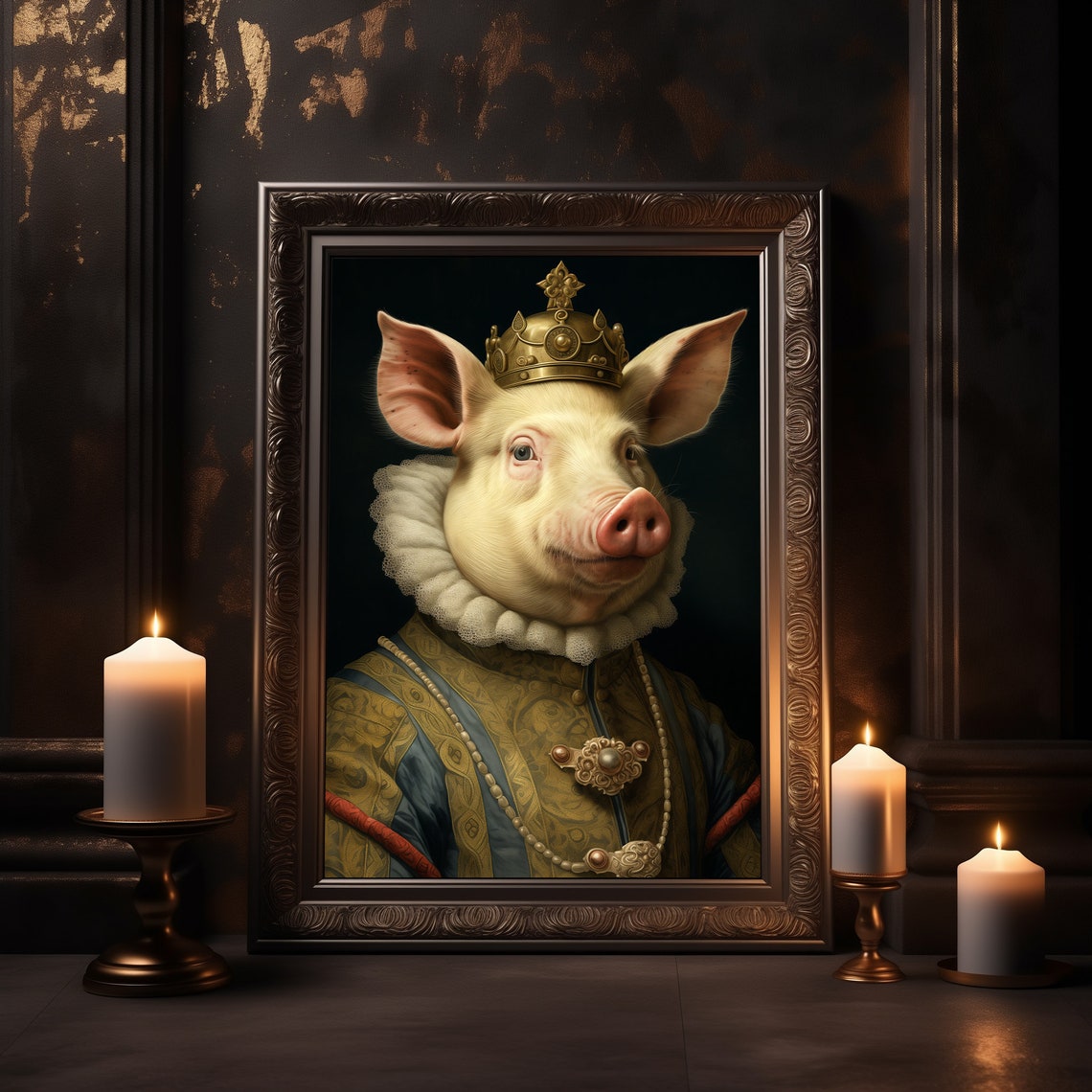 Royal King Pig Art Print, Fantasy Wall Decor, Cottagecore Animal ...