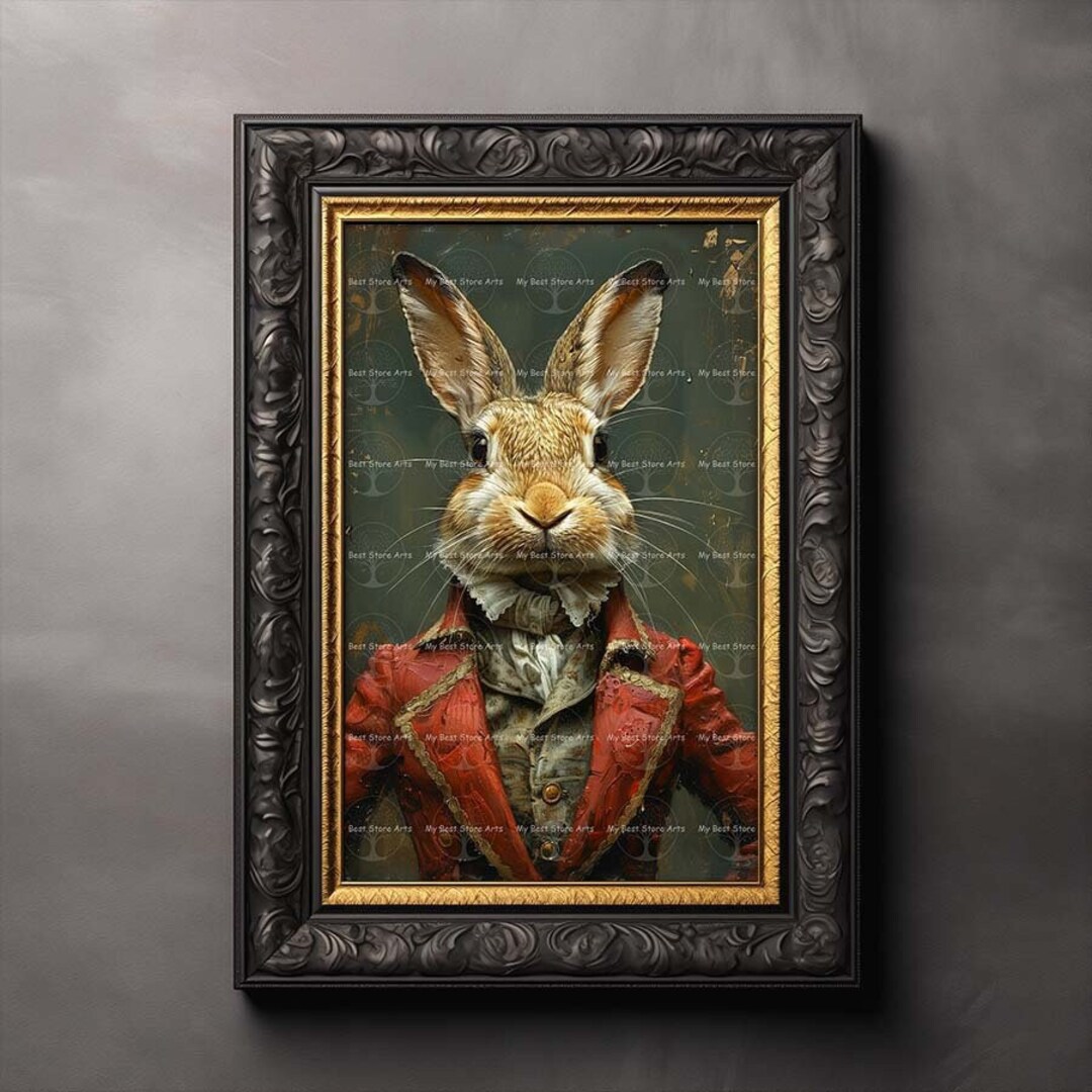 Elegant Rabbit Art Print Fantasy Poster, Moody Cute Wall Decor ...