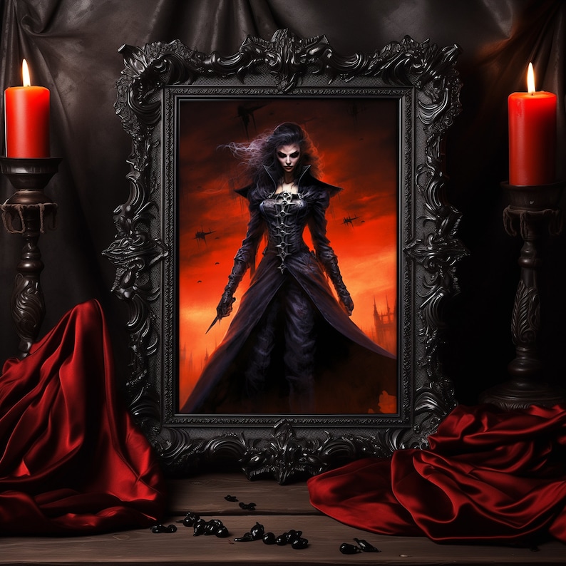 Vampire Woman Art Print, Dark Academia Poster, Witchy Artwork, Macabre ...