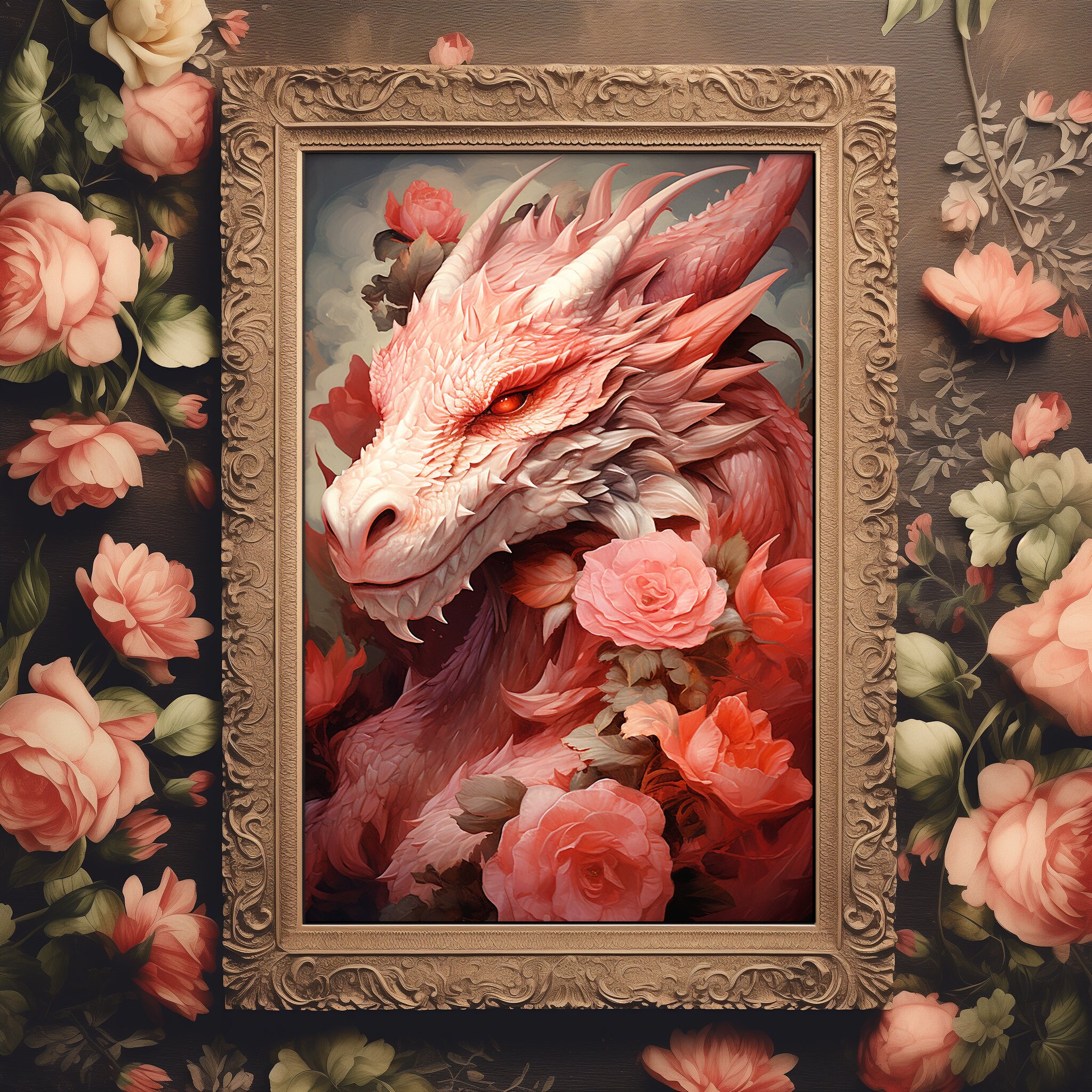 Dragon Surreal Fantasy, Whimsical Wall Art, Dark Academia Fine Art ...